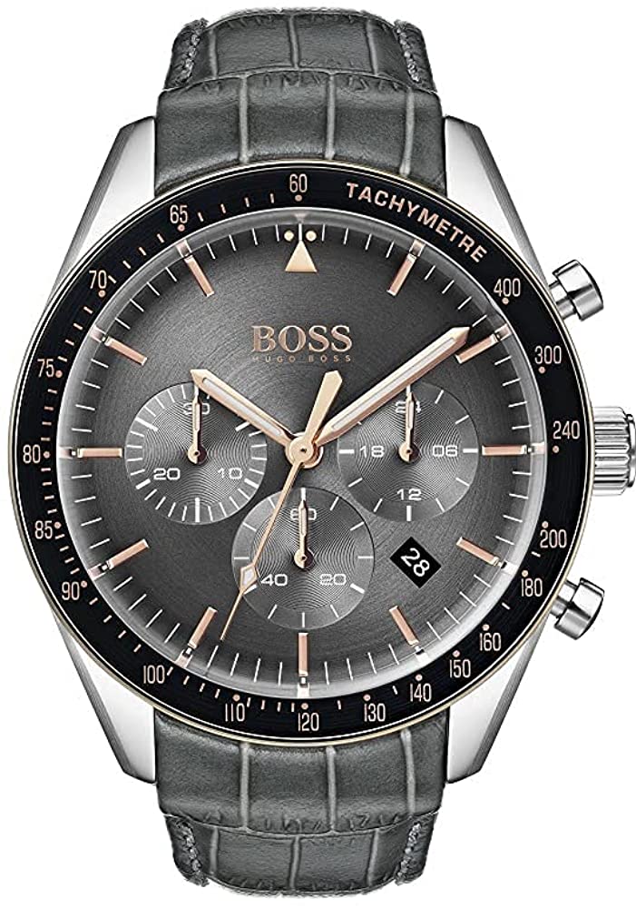 Hugo Boss Men's Chronograph Quartz Watch with Leather Strap 1513628 ...