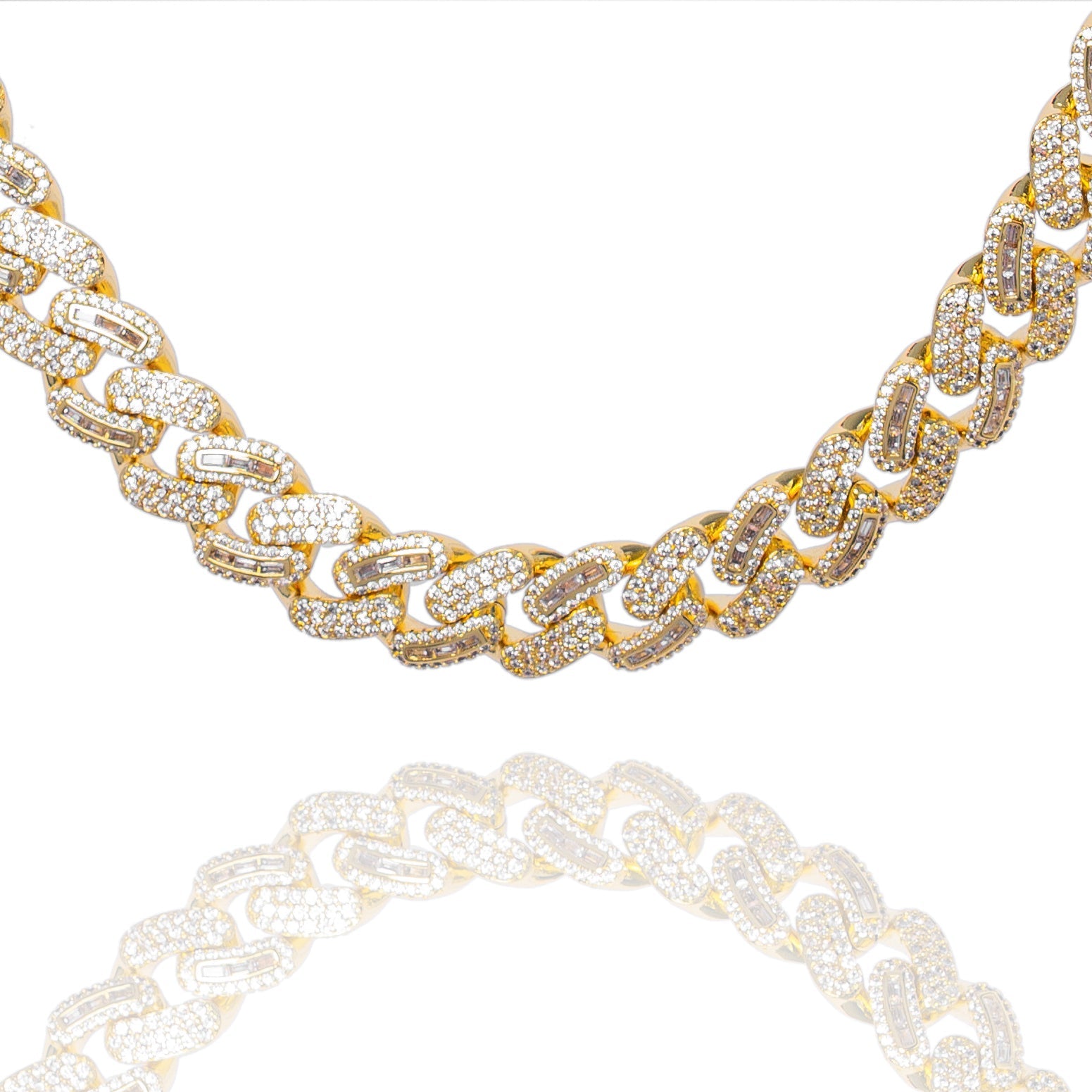 Big Daddy 10MM Baguette Iced Out Gold Cuban Chain – Watches of America