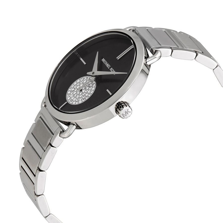 Michael Kors Portia Black Dial Stainless Steel Ladies Watch MK3638 Watches of America