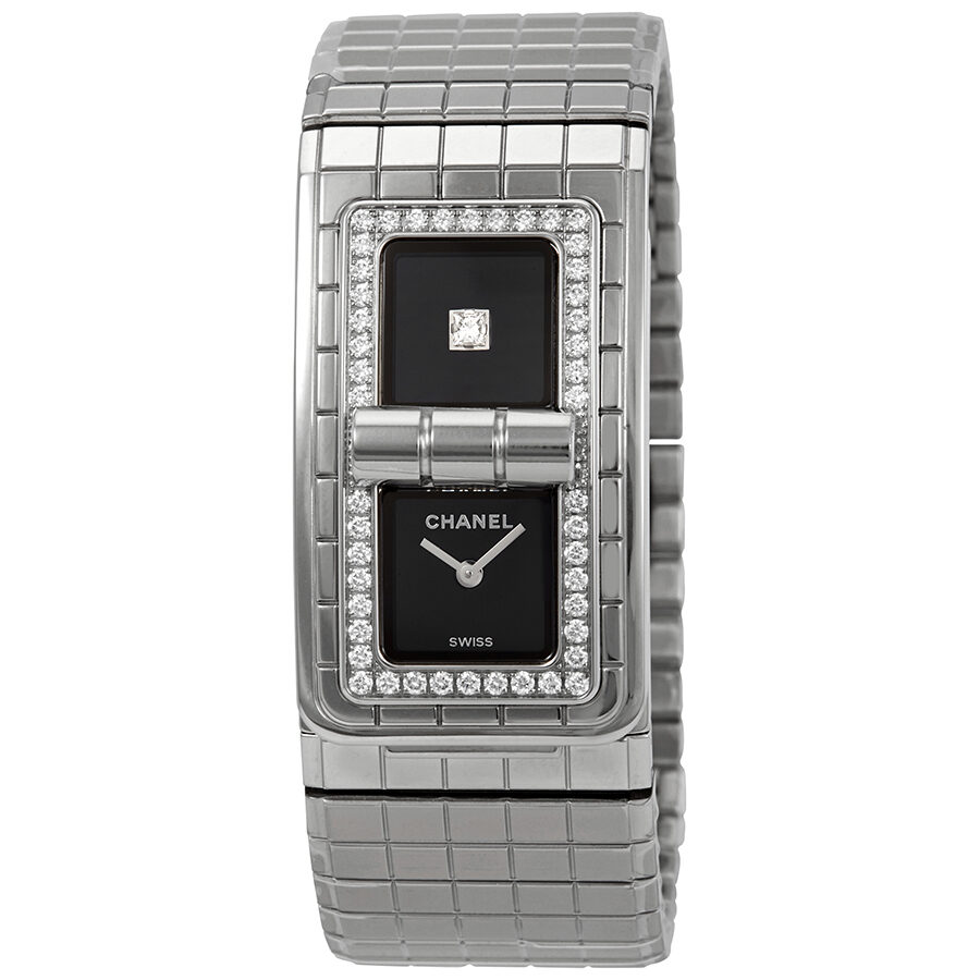 Chanel Code CoCo Black Lacquered Dial Ladies Diamond Watch H5145 ...