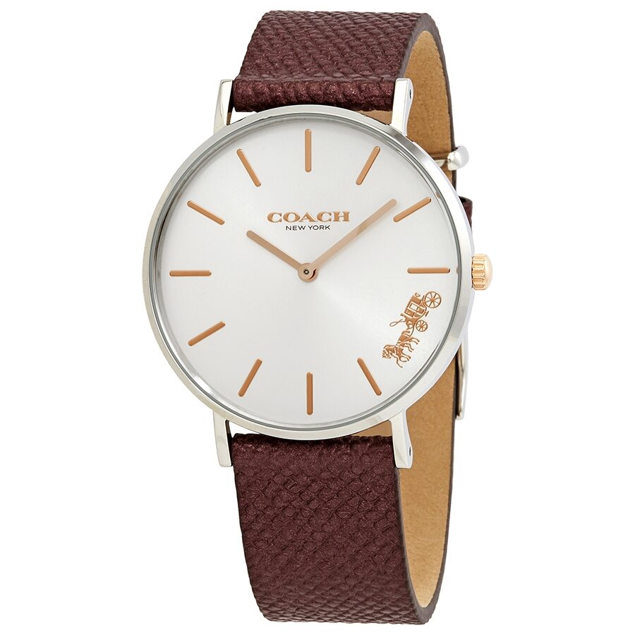 Coach Perry Quartz White Dial Brown Leather Ladies Watch 14503154 ...