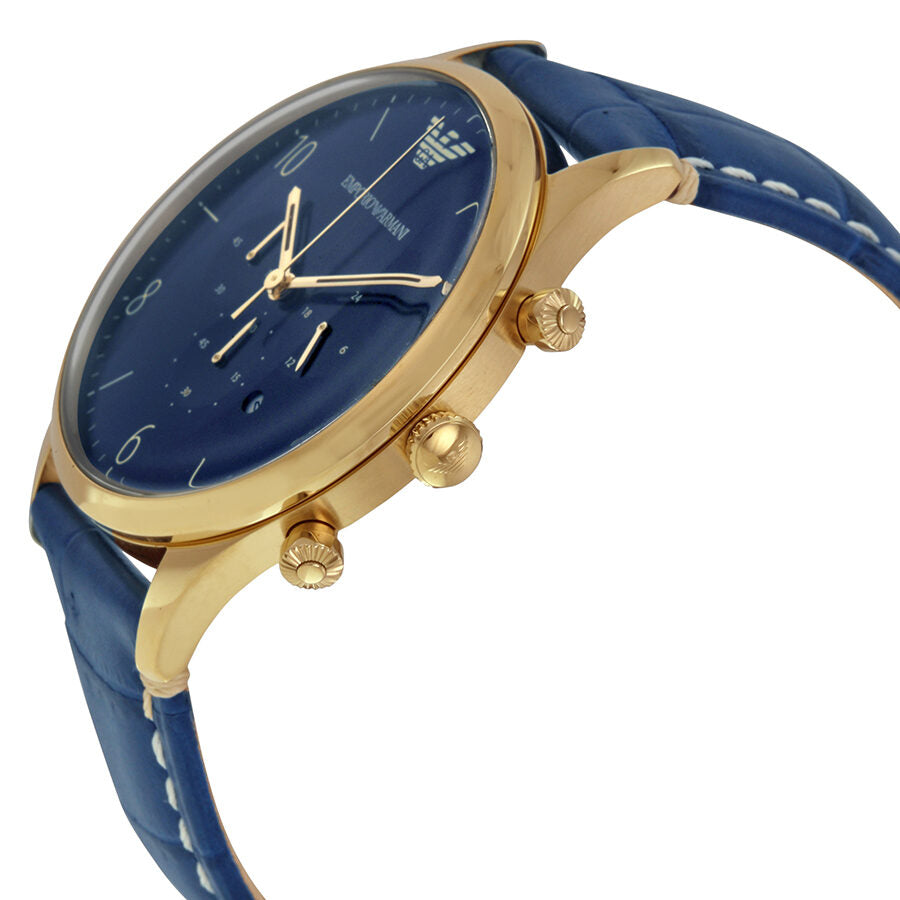 Emporio Armani Chronograph Blue Dial Blue Leather Men's Watch AR1862 ...