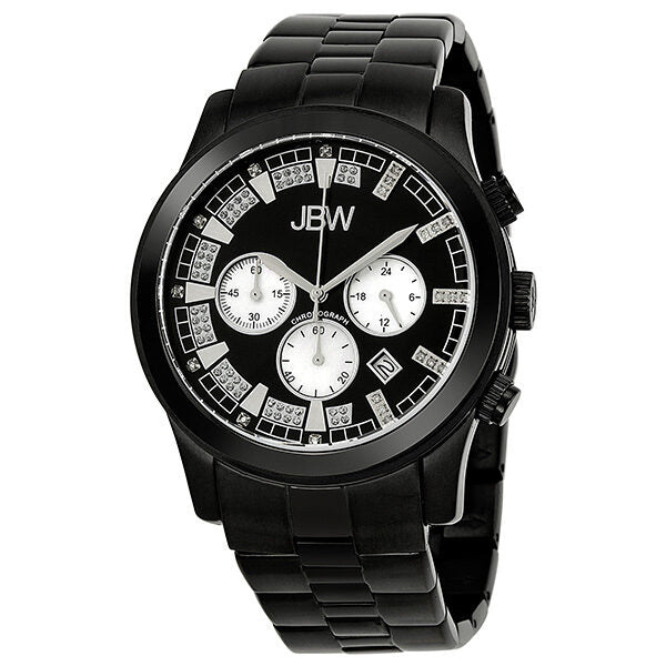 JBW Delano Black Chronograph Diamond Dial Black IP Steel Bracelet Men's ...